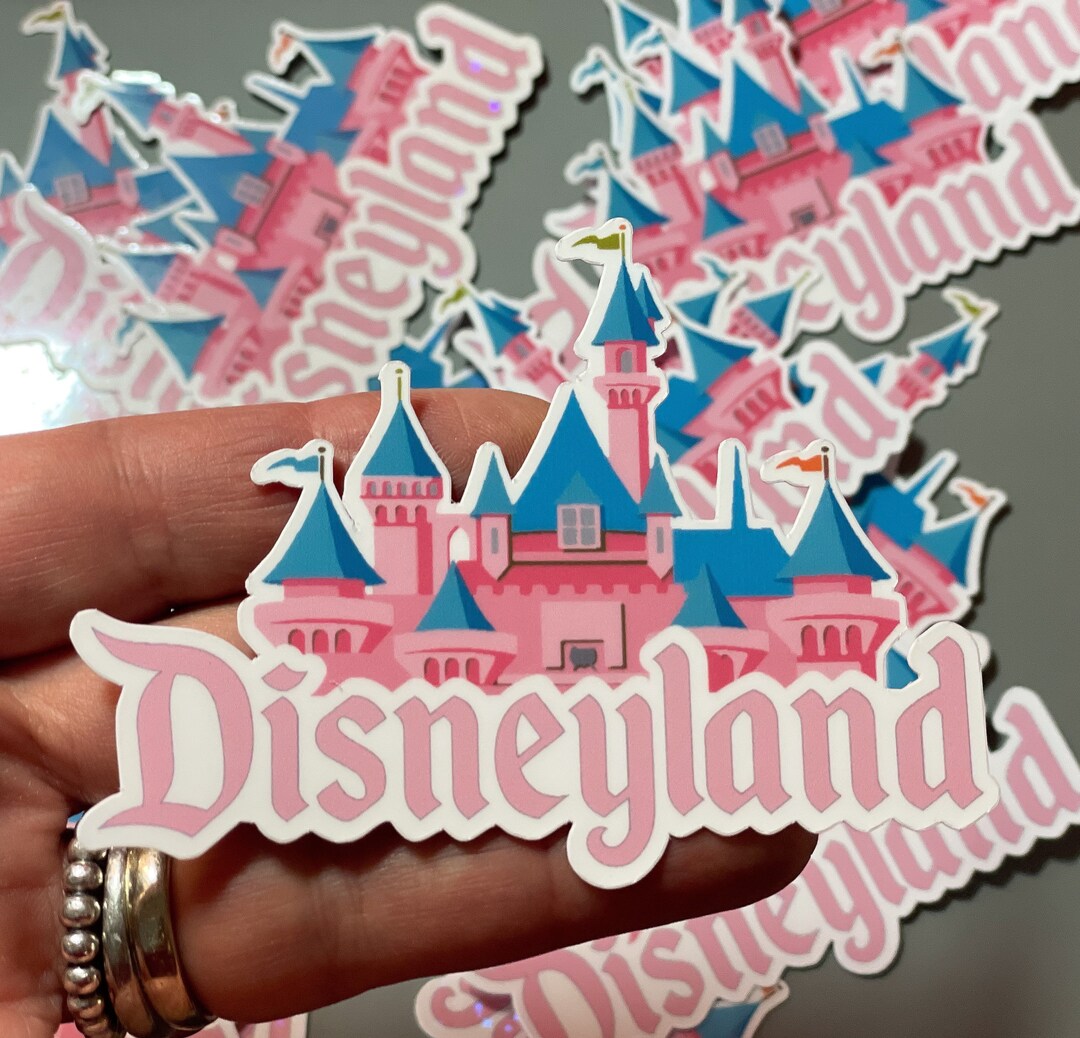 Disneyland With Castle in Pink Sticker. Disneyland Marquee - Etsy