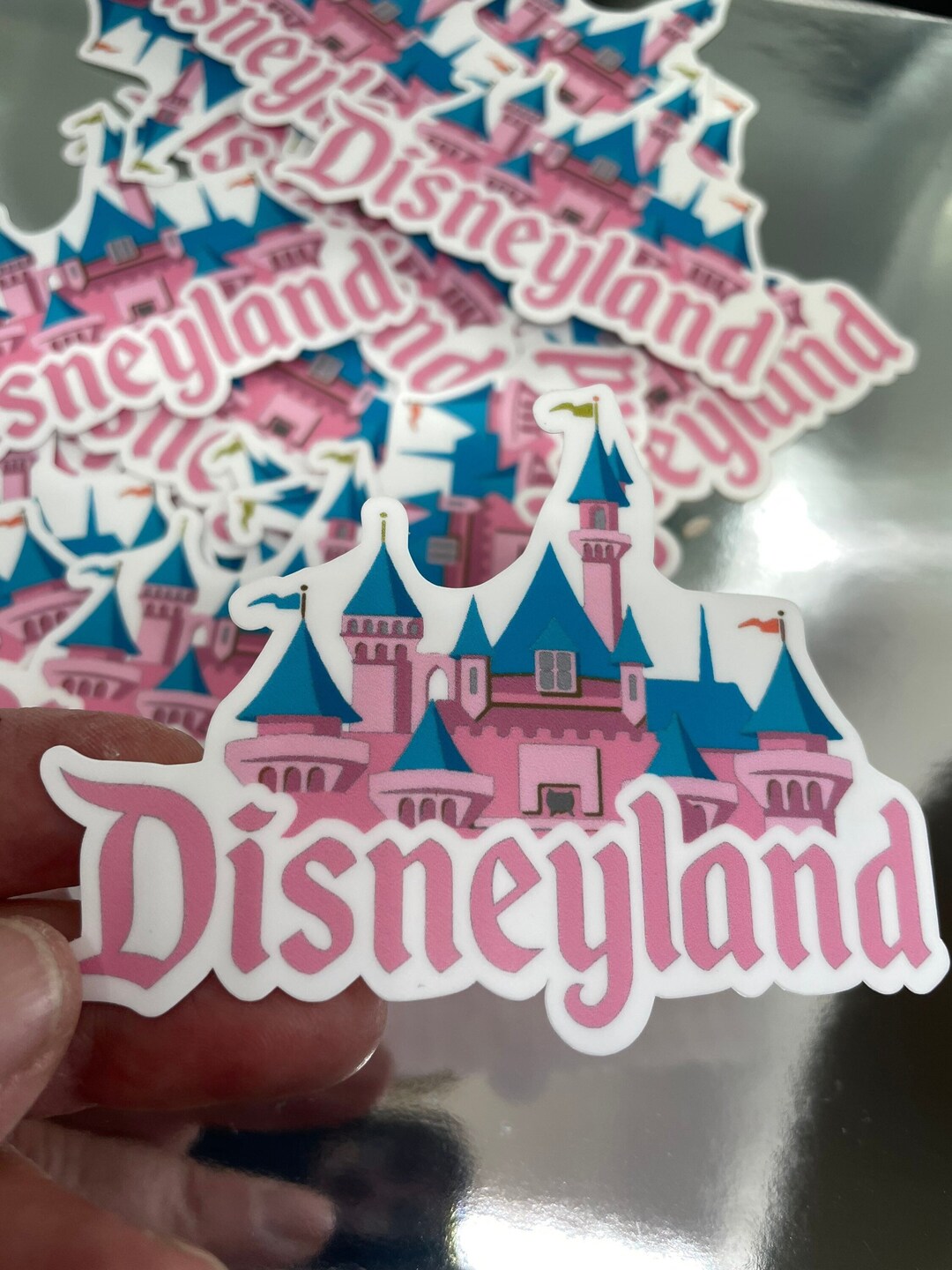 Disneyland With Castle in Pink Sticker. Disneyland Marquee Lettering ...