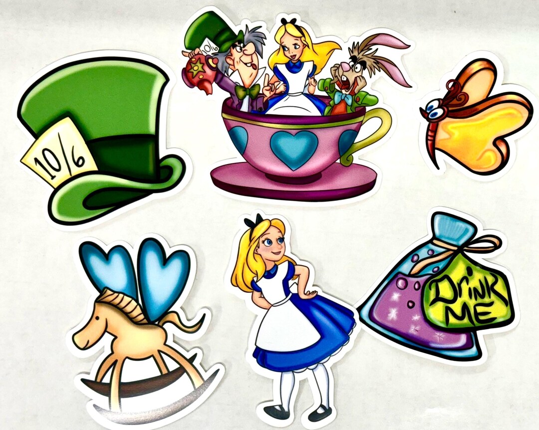 Alice in Wonderland Collection of Handdrawn Original Art, Sticker Set ...