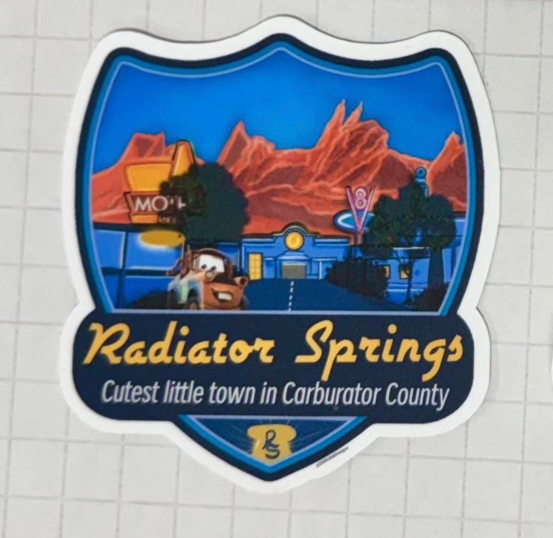 Radiator Springs Travel Vinyl Laminated Sticker, Weatherproof, Water ...