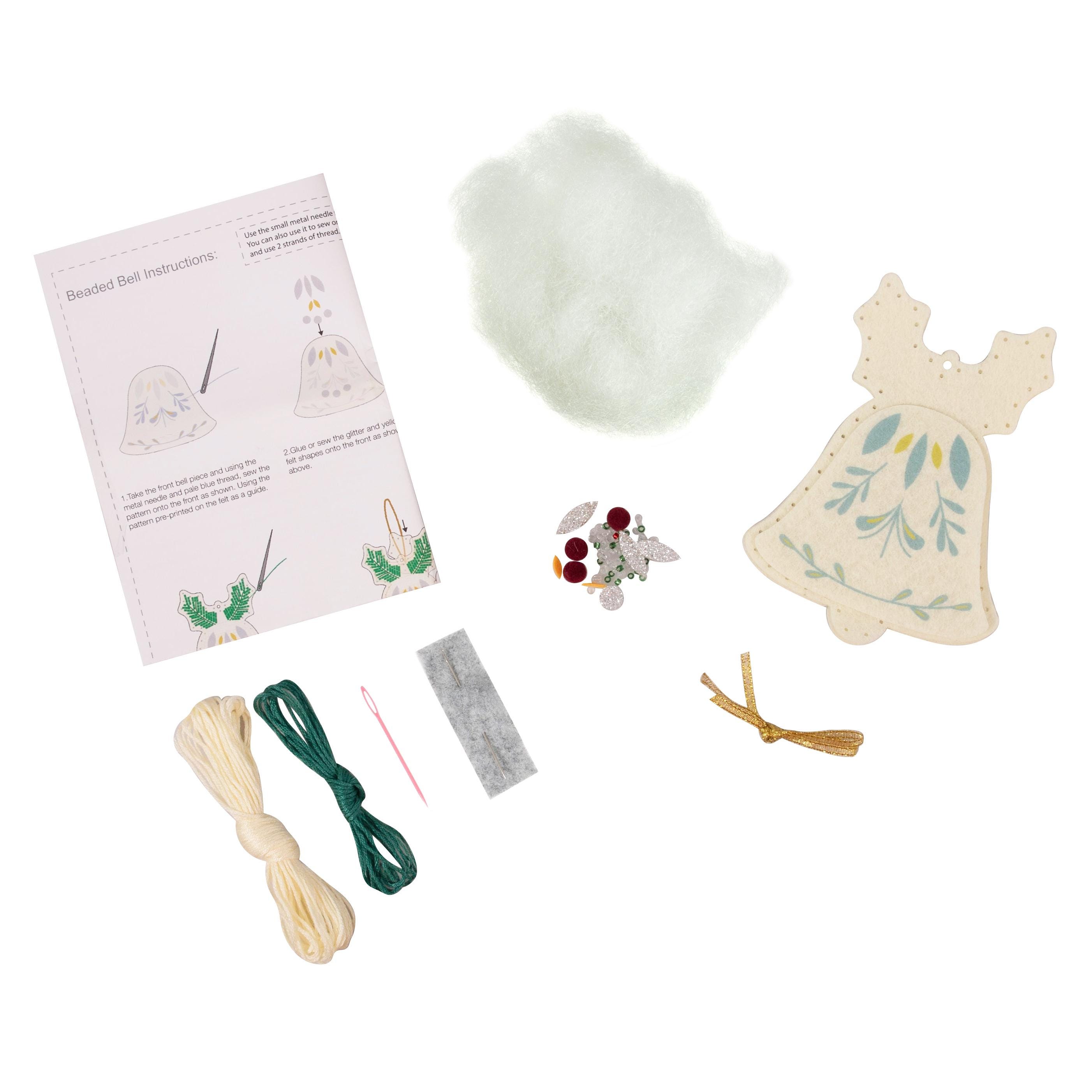 Trimits Crafts Felt Decoration Kit Christmas: Beaded Bell - Etsy UK
