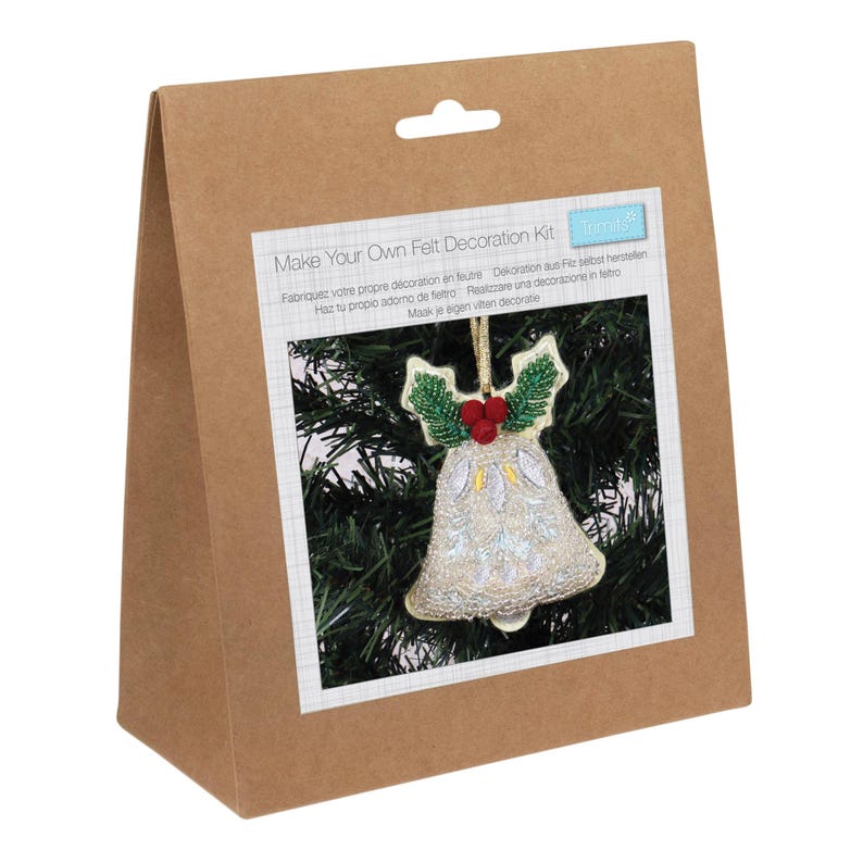 Trimits Crafts Felt Decoration Kit Christmas: Beaded Bell - Etsy UK