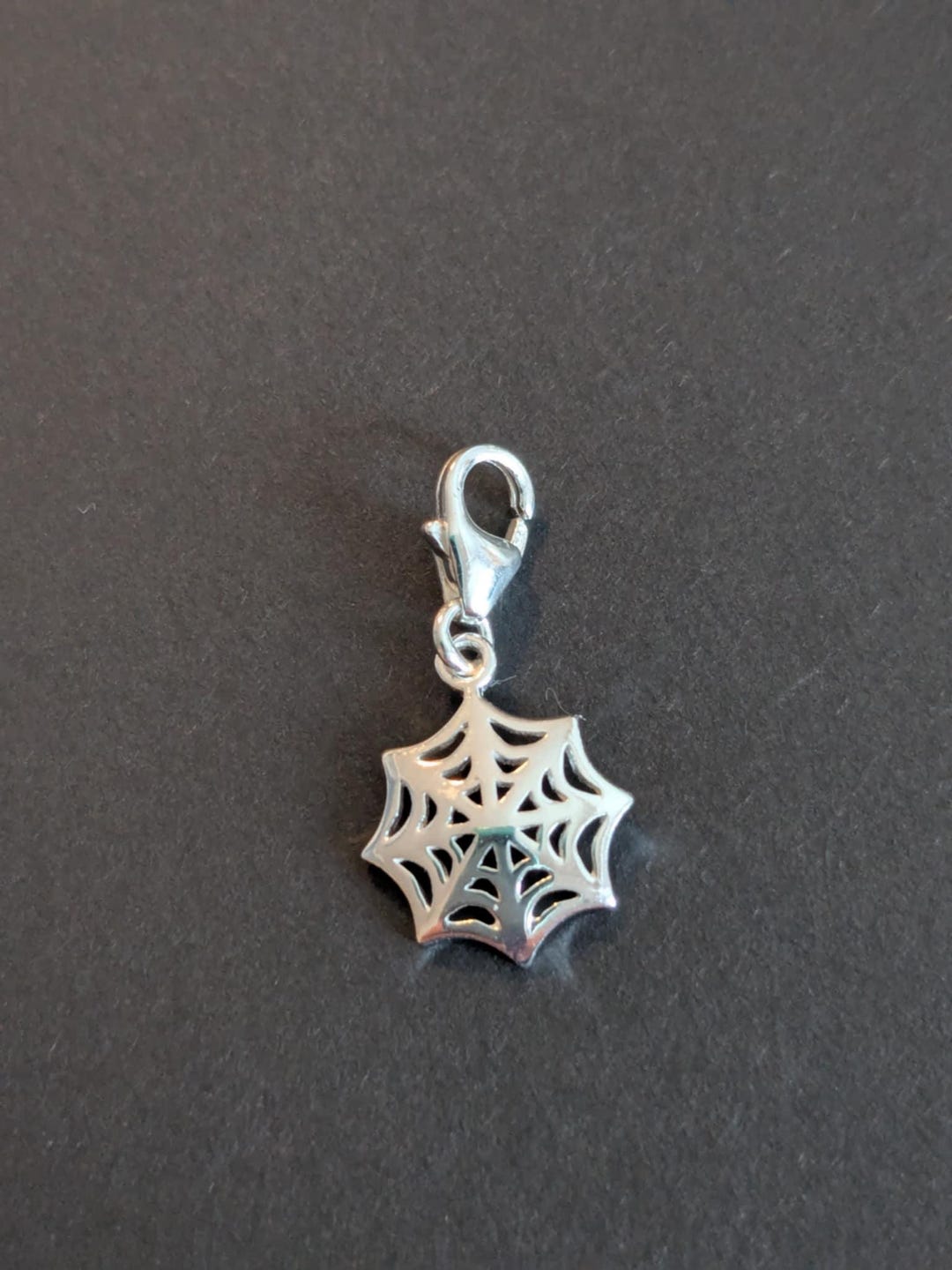 Sterling Silver 925 Stamped Spiders Web Halloween Clip on Charm - Etsy