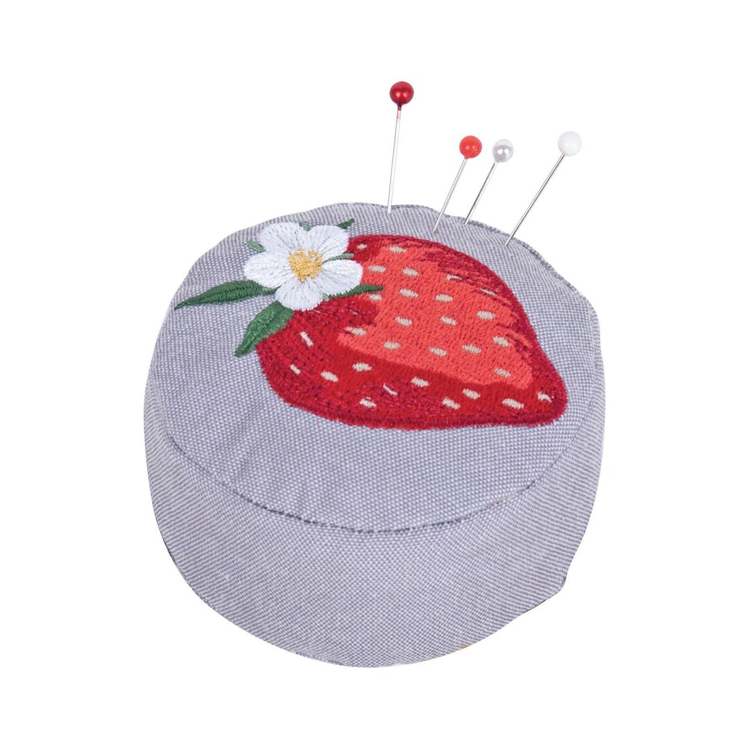Strawberry Greenhouse Wrist Pincushion – Embroidered Linen With Elastic ...