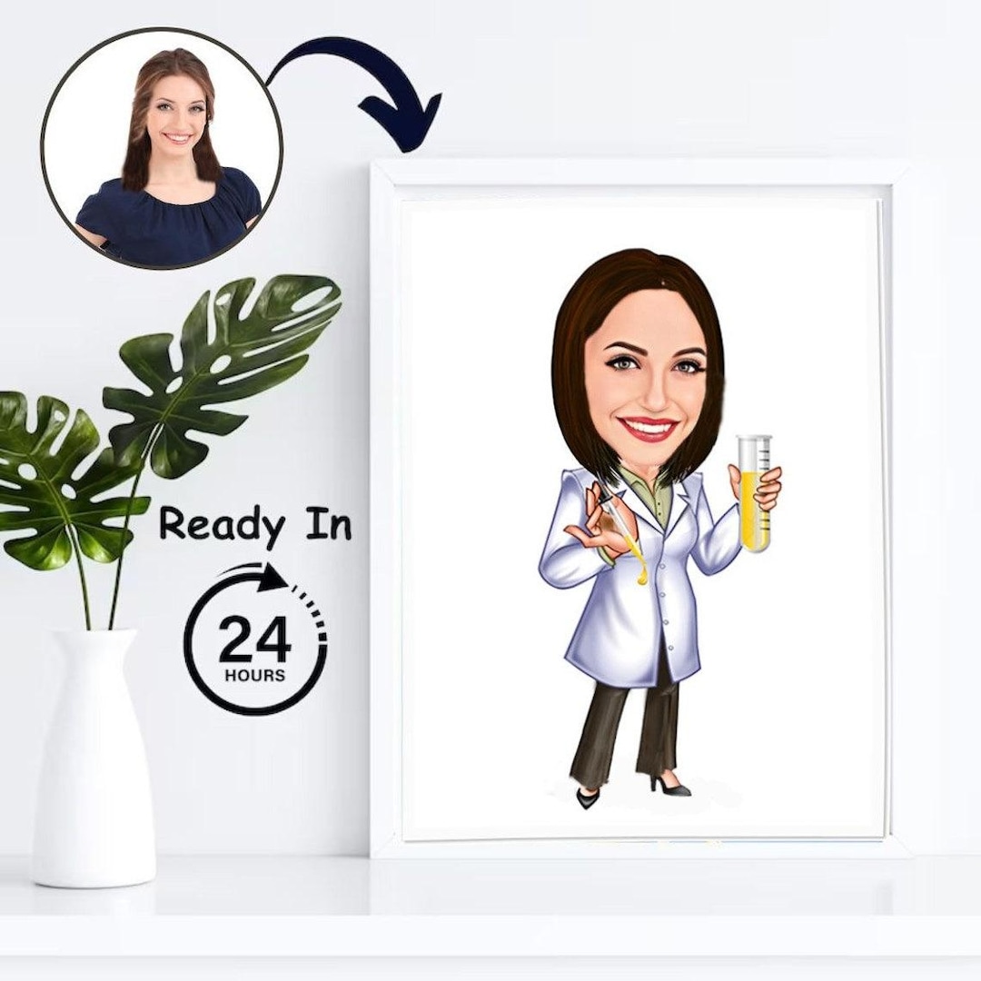 Custom Chemist/lab/scientist Caricature, Custom Lab Tech Cartoon ...