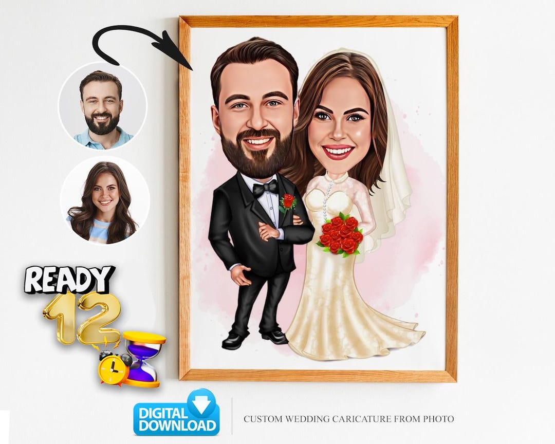 Custom Couple Cartoon Portrait, Couple Portrait, Couple Gift, Couple ...