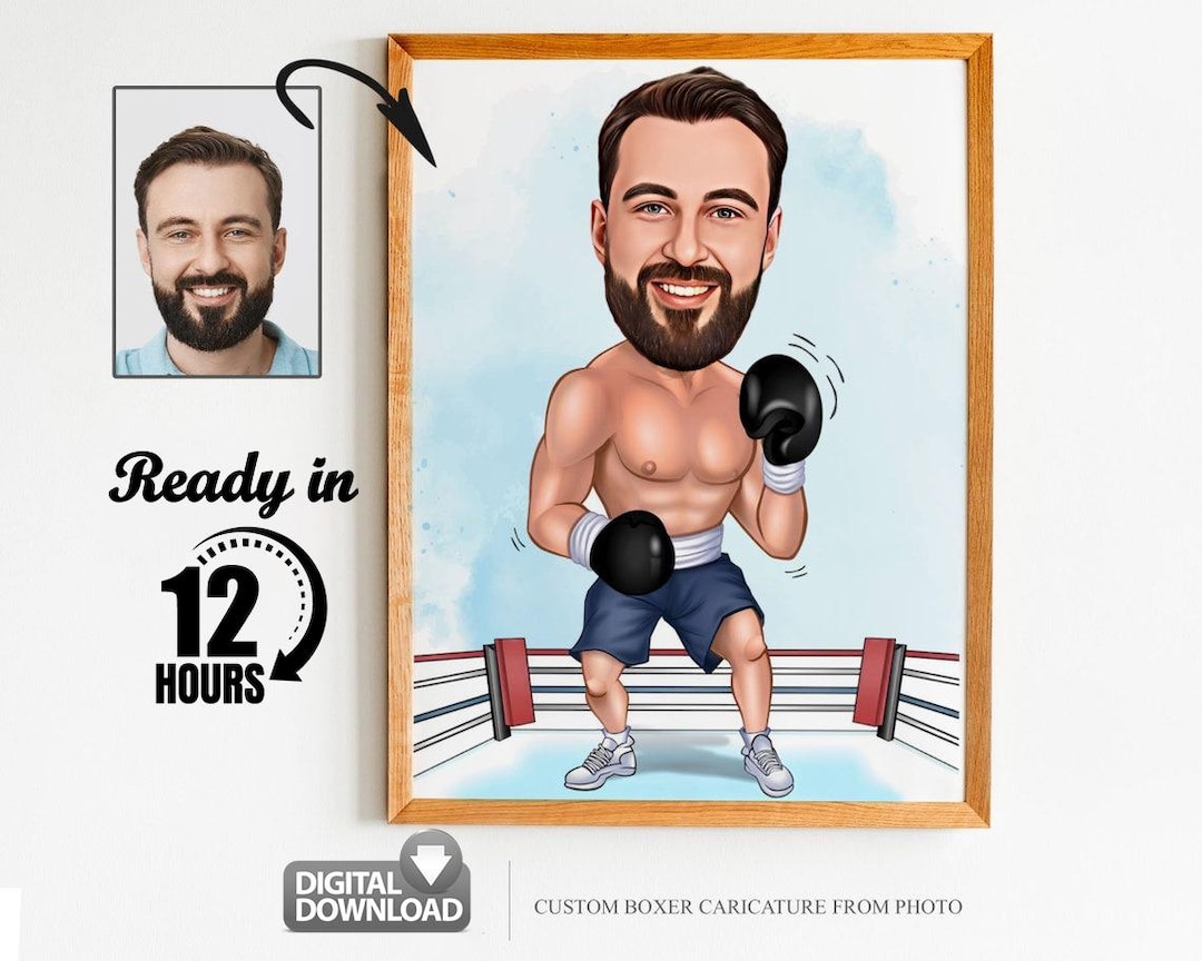 Custom Boxer Cartoon Portrait, Boxer Caricature, Boxer Gift, Fighter ...