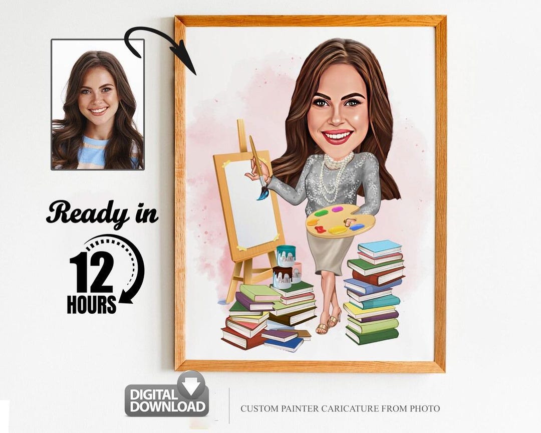 Custom Painter Cartoon Portrait, Painter Portrait, Painter Gift ...