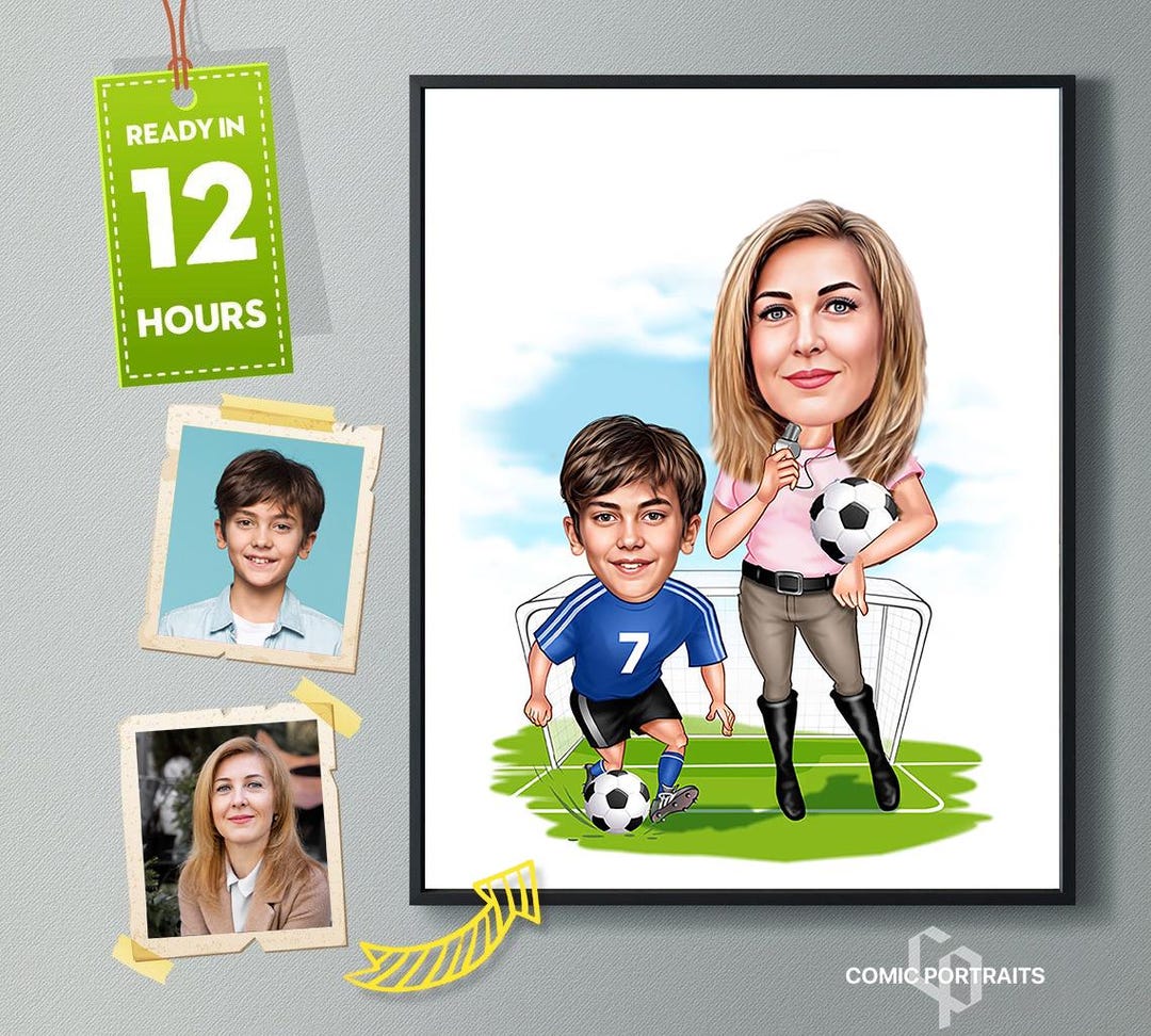 Soccer Coach Cartoon Drawing From Photo for Men, Custom Soccer Coach ...