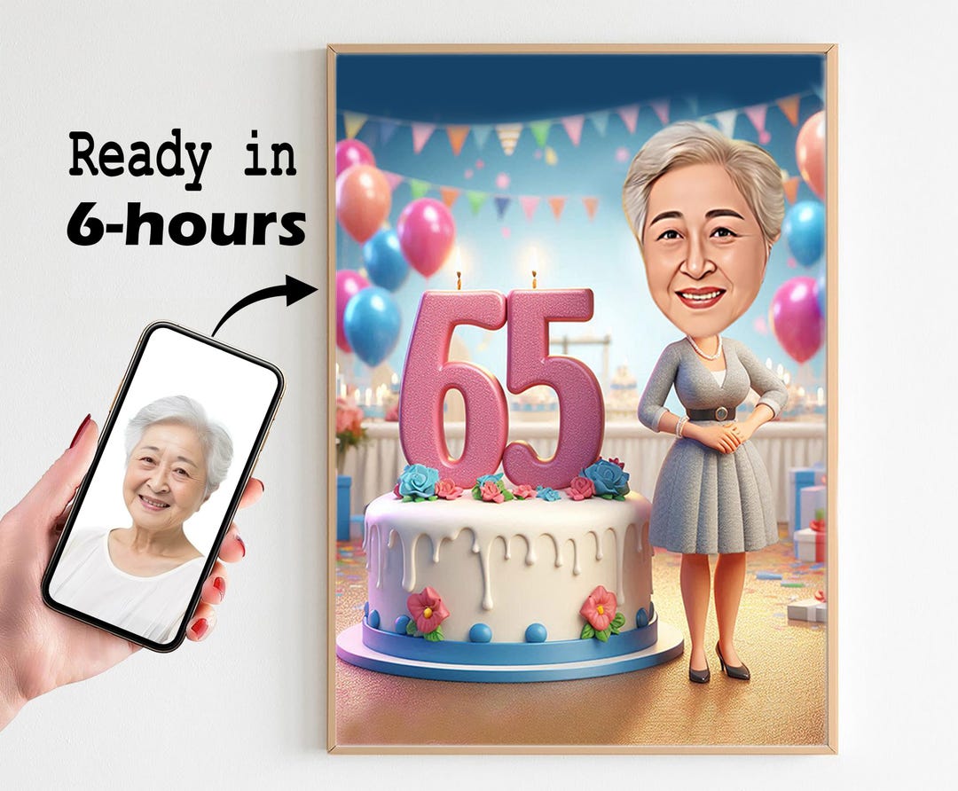 65th Birthday Extra Special Day Caricature Photo to Cartoon Birthday ...