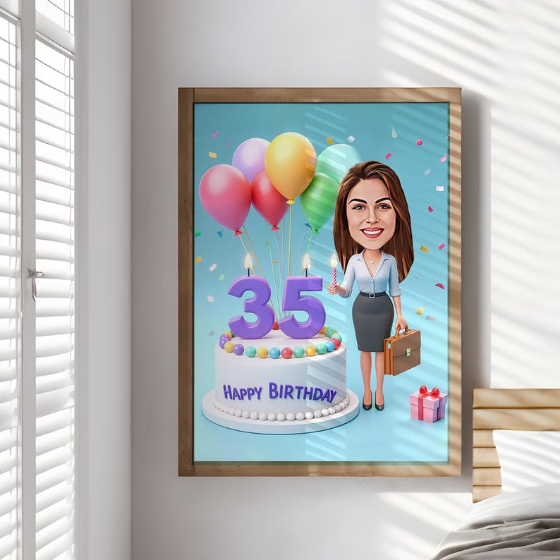 CUSTOM 35th BIRTHDAY Extra Special Day Caricature Photo to Cartoon ...