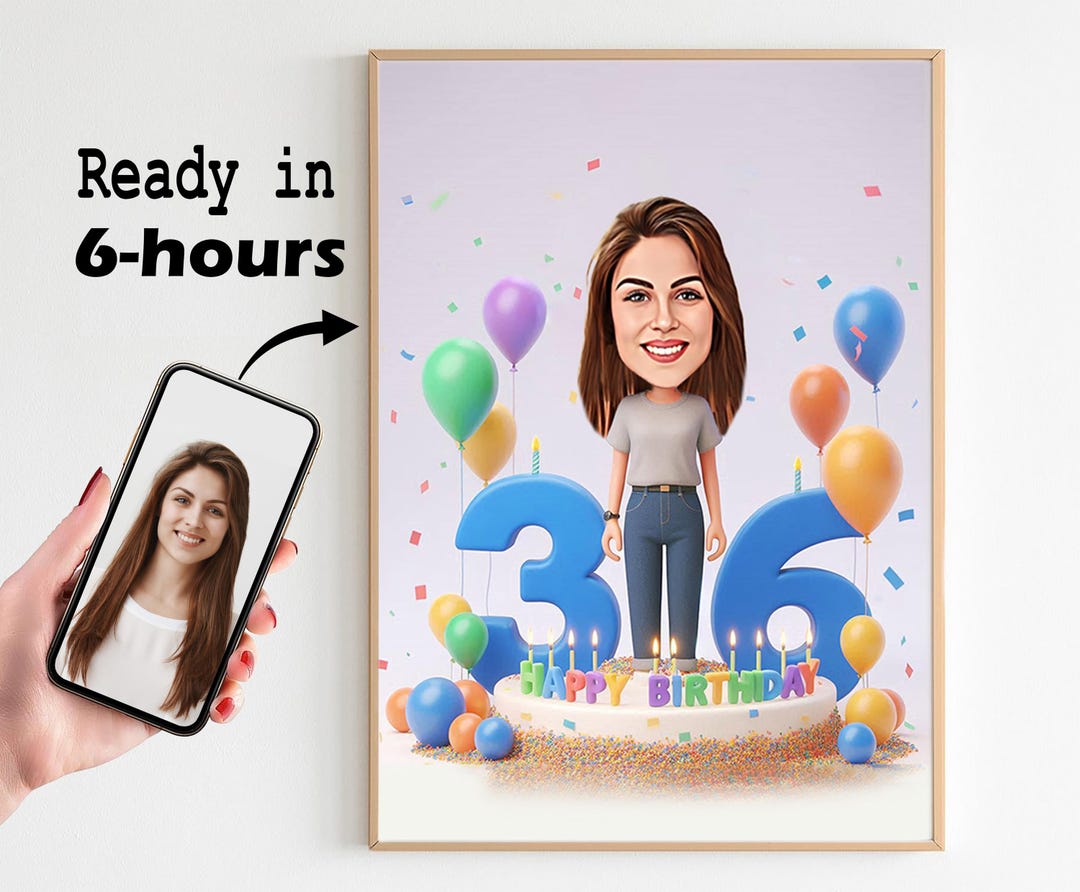 CUSTOM 36th BIRTHDAY Extra Special Day Caricature Photo to Cartoon ...