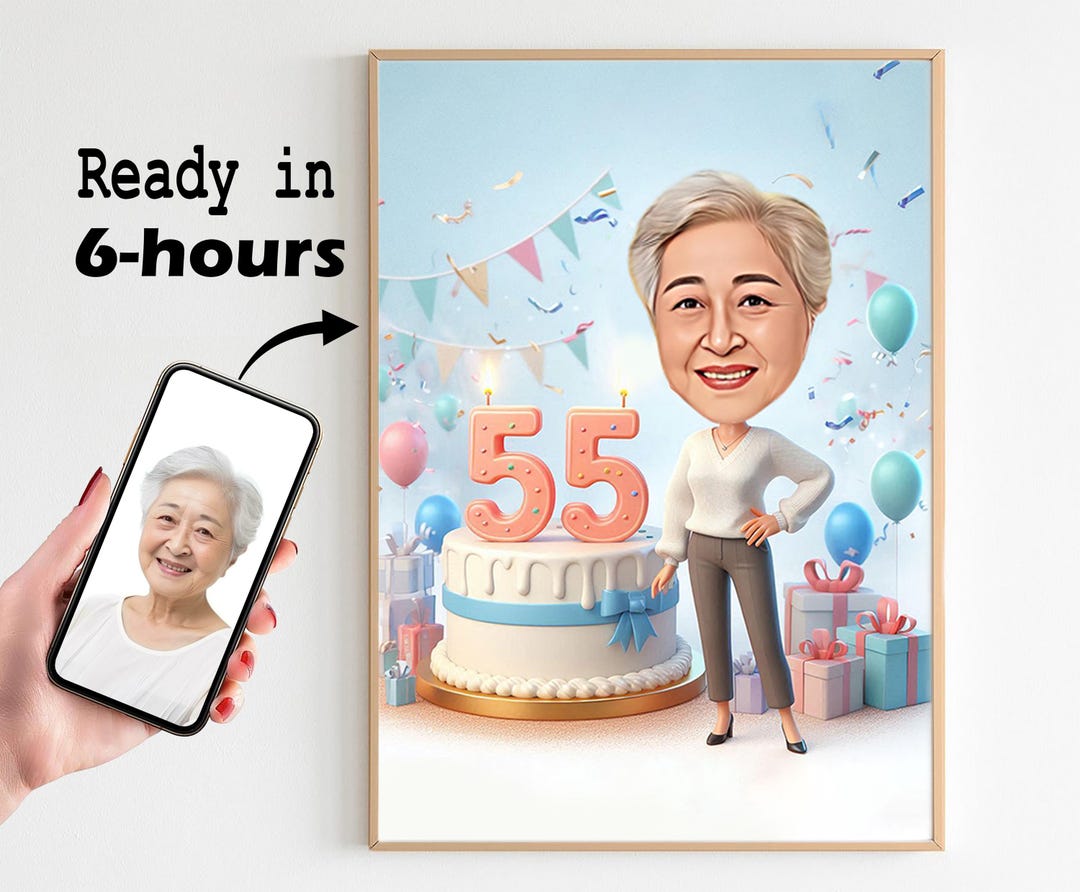 55th Birthday Extra Special Day Caricature Photo to Cartoon Birthday ...
