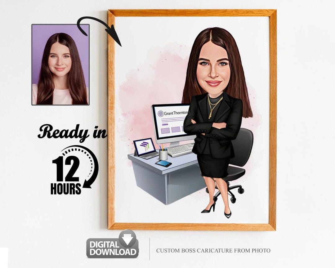 Custom Female Boss Cartoon Portrait, Boss Portrait, Gifts for Boss ...