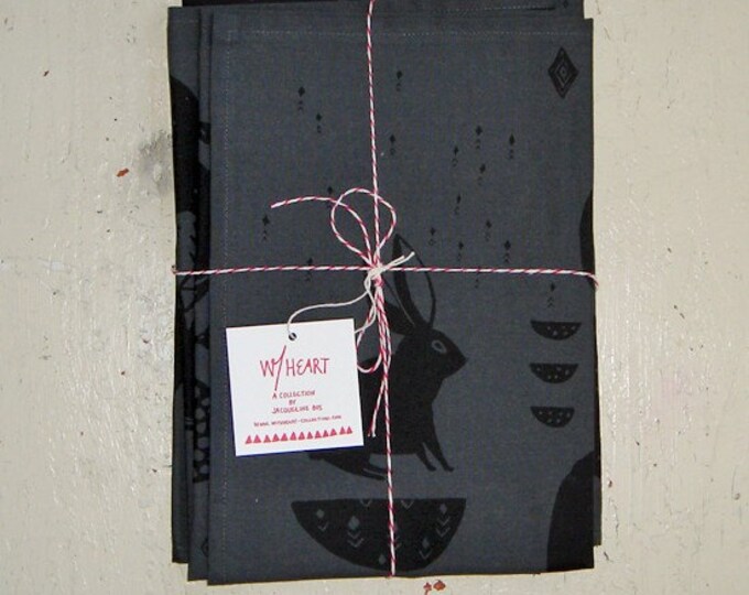 W/heart Magic Napkin Set of 2 Black on Slate ON SALE - Etsy