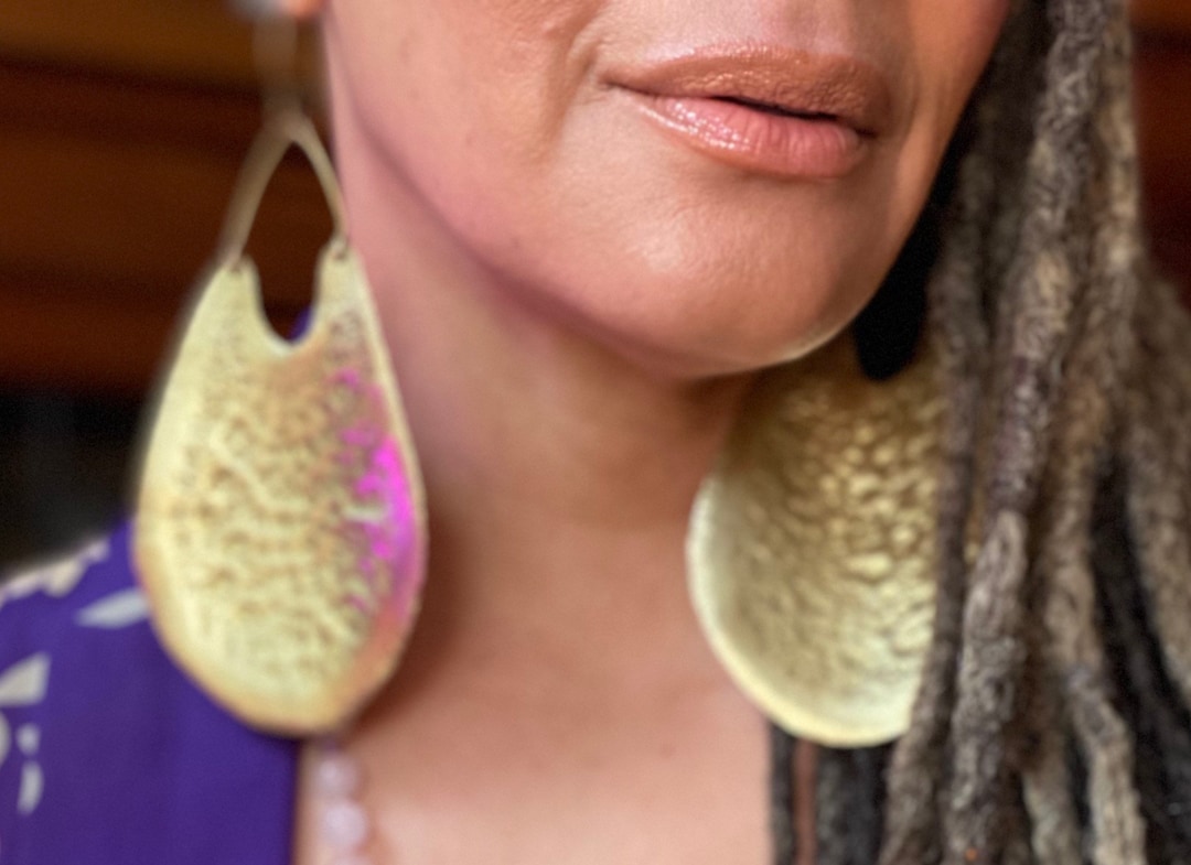 AZUA Gong Brass Statement Shield Earrings - Etsy
