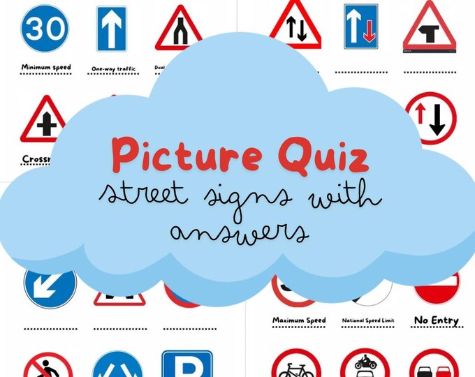 UK Road Signs Picture Quiz: Printable Driving Test Game (PDF Download ...