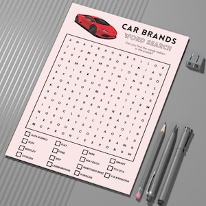Car-themed Word Search Puzzle Bundle: 20 Printable & Digital Games - Etsy