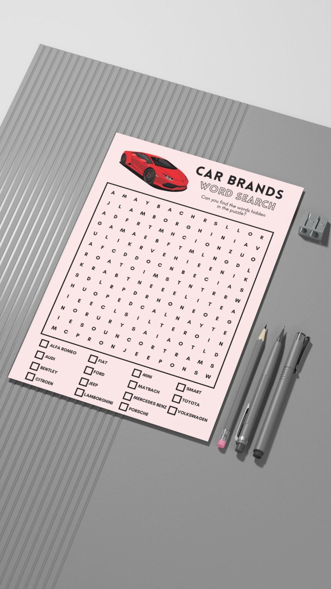 Car-themed Word Search Puzzle Bundle: 20 Printable & Digital Games - Etsy
