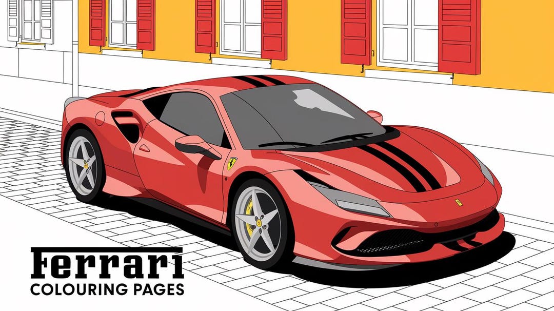 20 Digital Ferrari Coloring Pages - Instant Download for Car ...