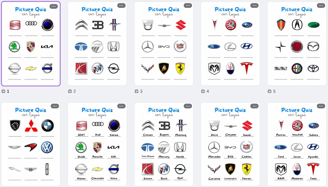 Car Logo Quiz: Fun Trivia Game for Car Enthusiasts (instant Download ...