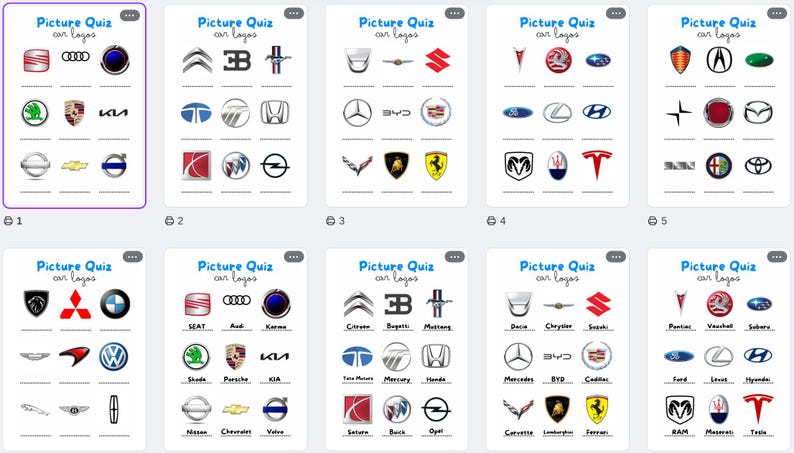 Car Logo Quiz: Fun Trivia Game for Car Enthusiasts (instant Download ...