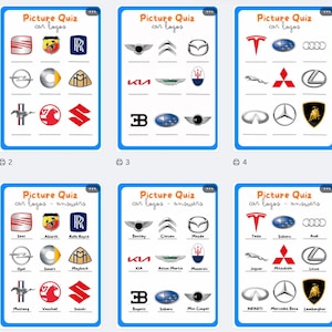 Car Logo Picture Quiz: Printable Game Night Activity (with Answers) - Etsy