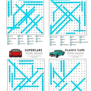 Car-themed Word Search Puzzle Bundle: 20 Printable & Digital Games - Etsy