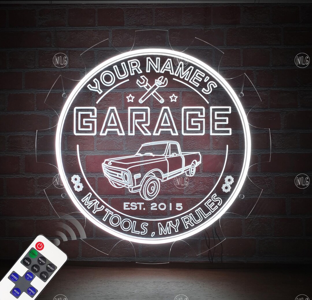 Custom Garage Neon Sign,custom Name Garage LED Sign, Garage Sign Light ...