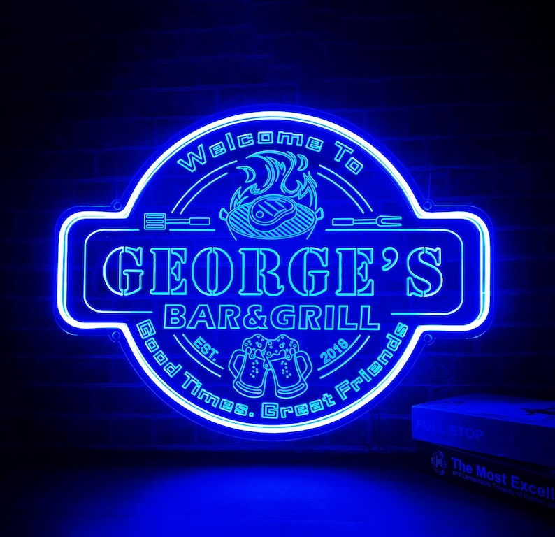 Custom Bar Grill Neon Signs,personalized Barbeque BBQ Welcome LED Light ...
