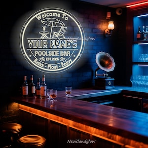 Custom Poolside Bar Neon Signs - Personalized Name LED Wall Light ...