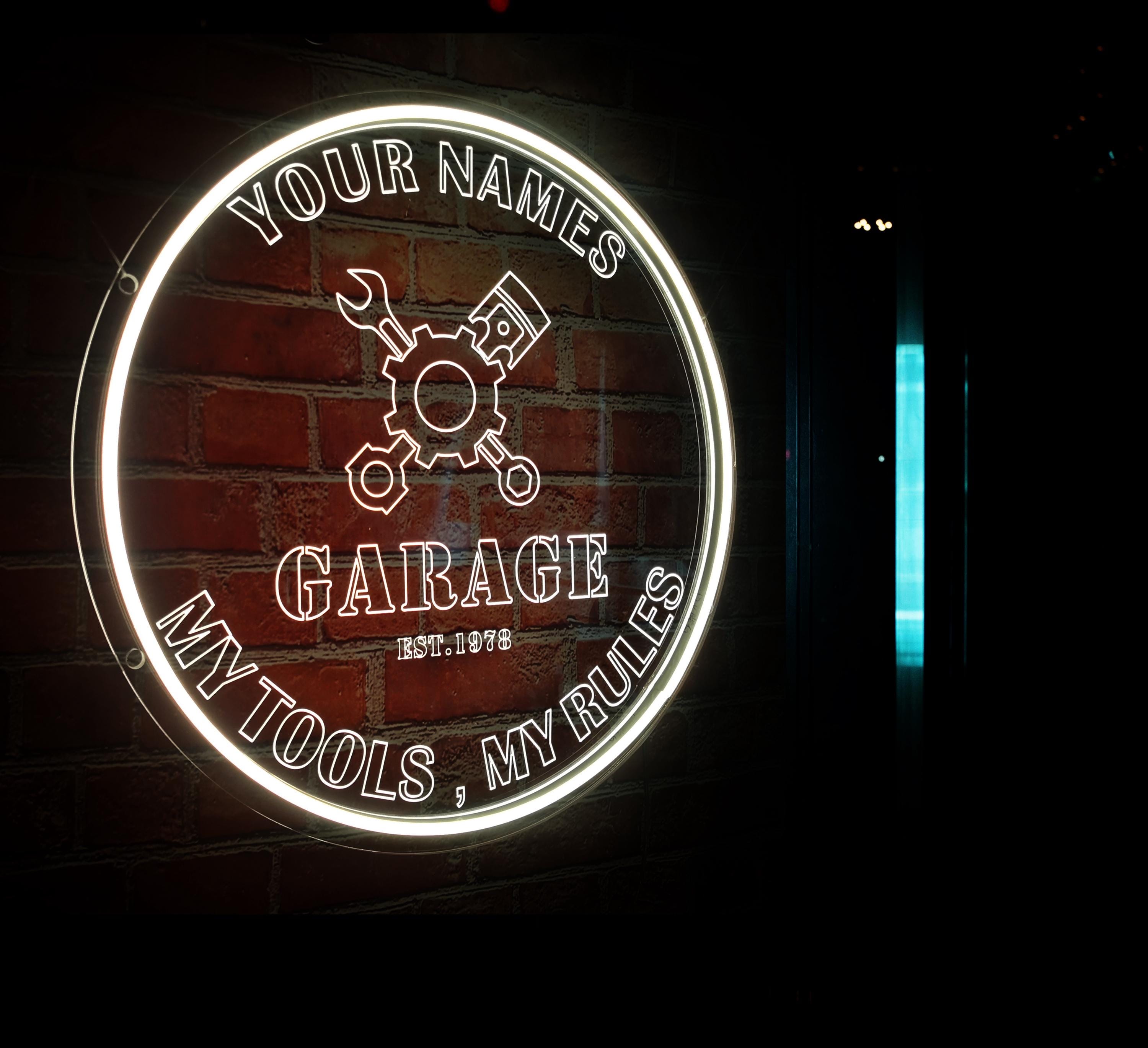 Custom Garage Neon Sign,personalized Garage Name Sign,neon Workshop ...
