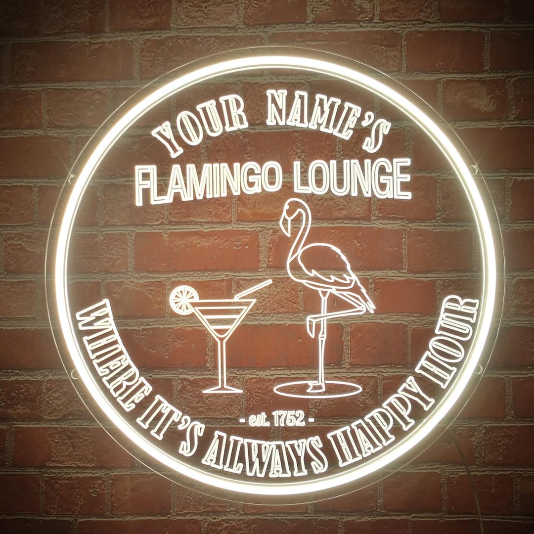 Custom Cocktail Neon Sign,cocktail Flamingo Lounge Sign,cocktail Bar ...