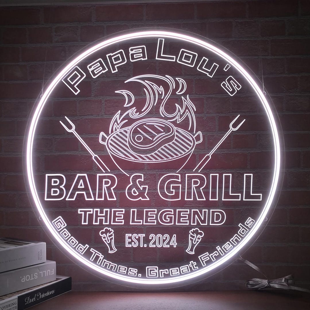Custom Bar and Grill Neon Signs, Personalized Barbeque BBQ Welcome LED ...