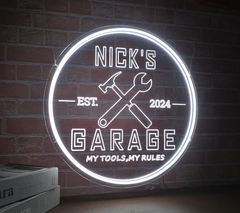 Custom Garage Neon Signs, Personalized Light up Garage Signs for Men ...
