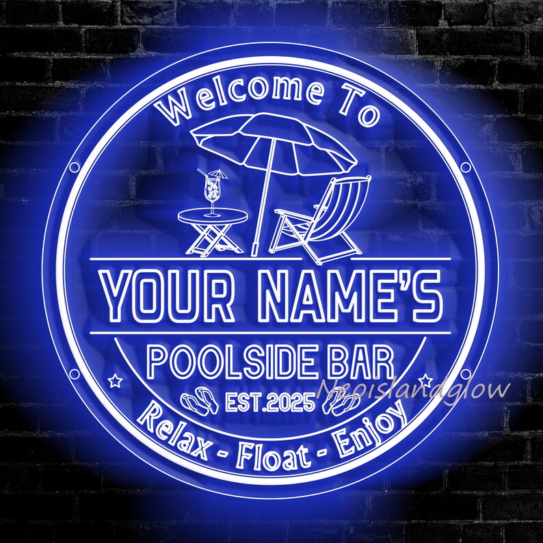Custom Poolside Bar Neon Signs - Personalized Name LED Wall Light ...