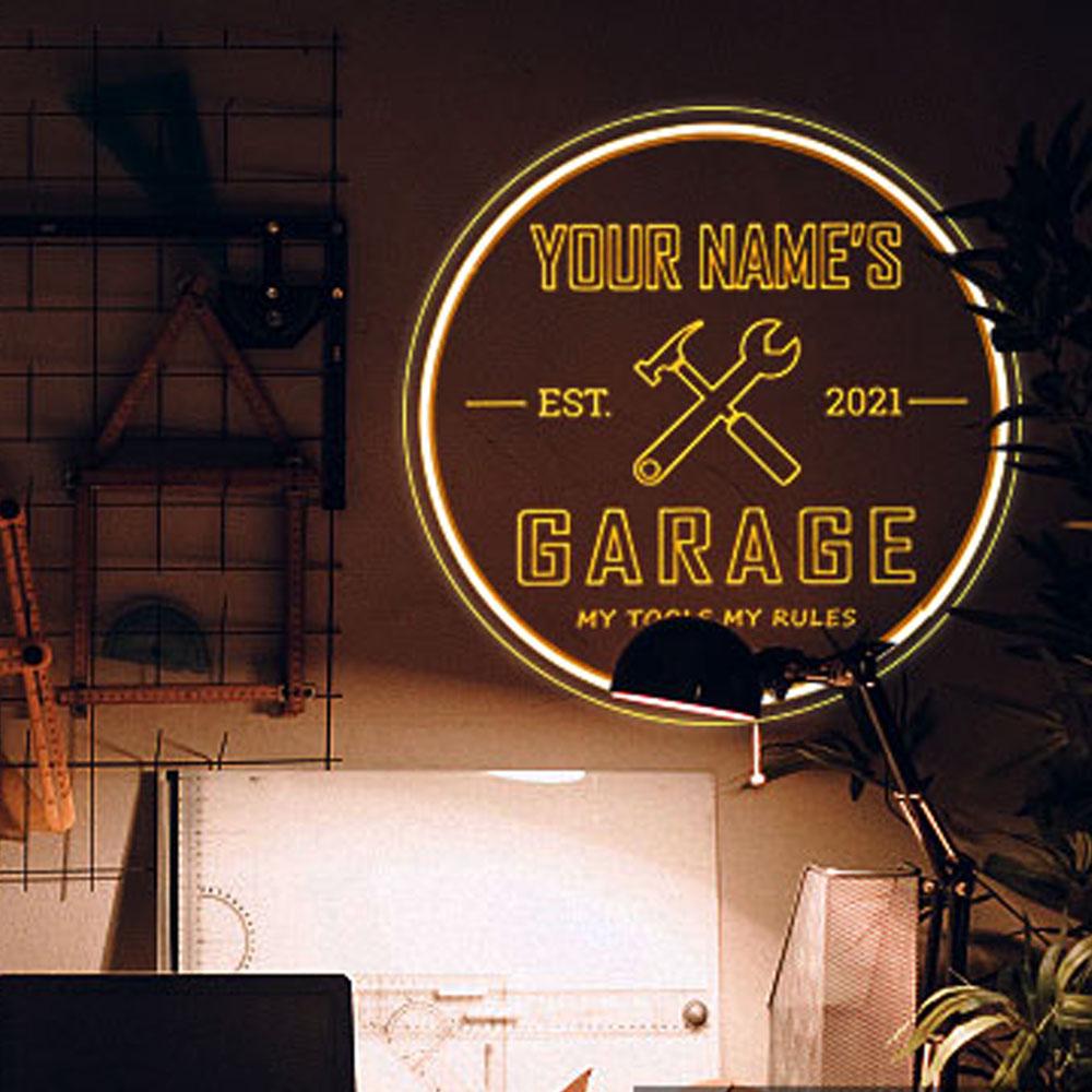Custom Garage Neon Signs, Personalized Light up Garage Signs for Men ...