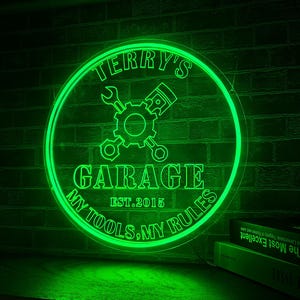 Custom Garage Neon Sign,personalized Garage Name Sign,neon Workshop ...