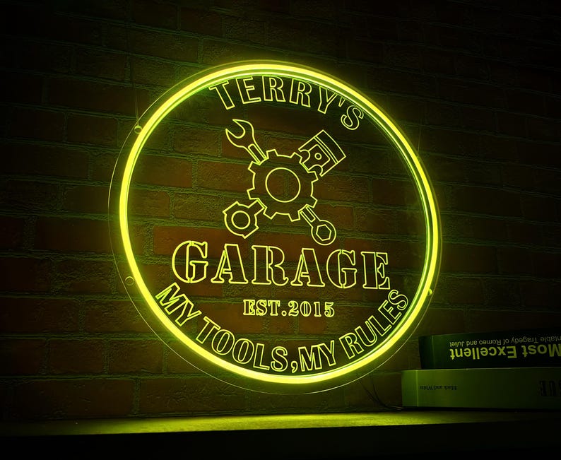 Custom Garage Neon Sign,personalized Garage Name Sign,neon Workshop ...