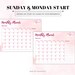 Aesthetic Pink Undated Calendar Planner 12 Monthly Designs Sunday ...