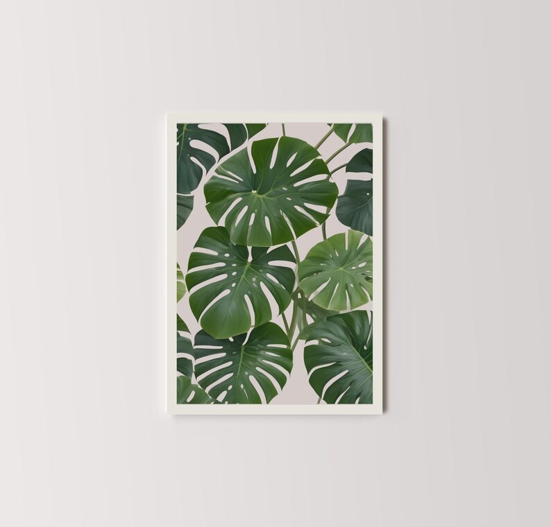 Set of 3 Monstera Leaf Posters, Tropical Jungle Home Decor, Triptych ...