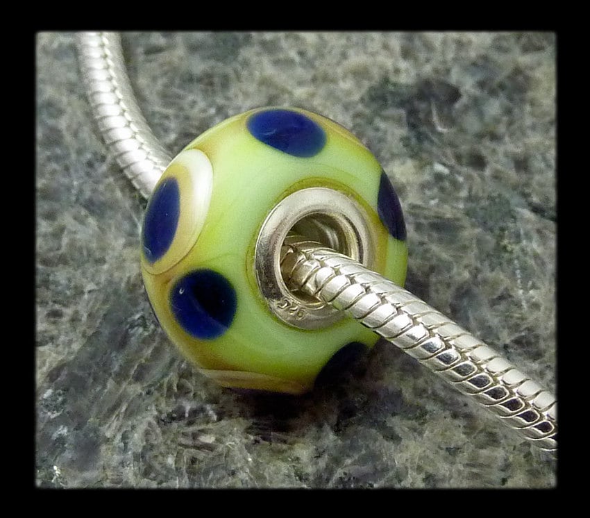 Handmade Lampwork European Charm Bracelet Bead With Sterling Silver ...