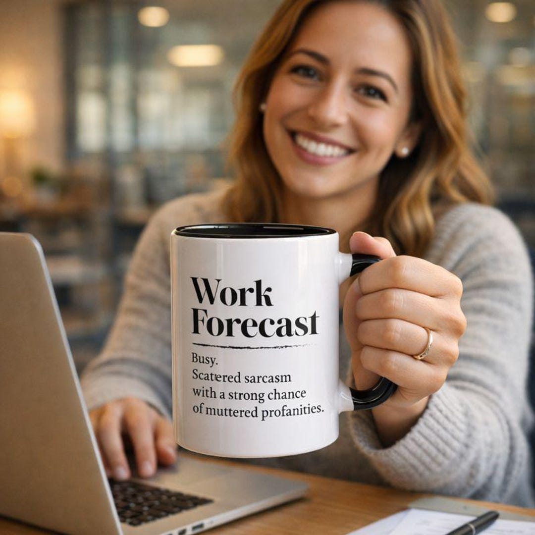 Work Forecast Coffee Mug Funny Sarcastic Office Humor Cup Coworker Gift ...