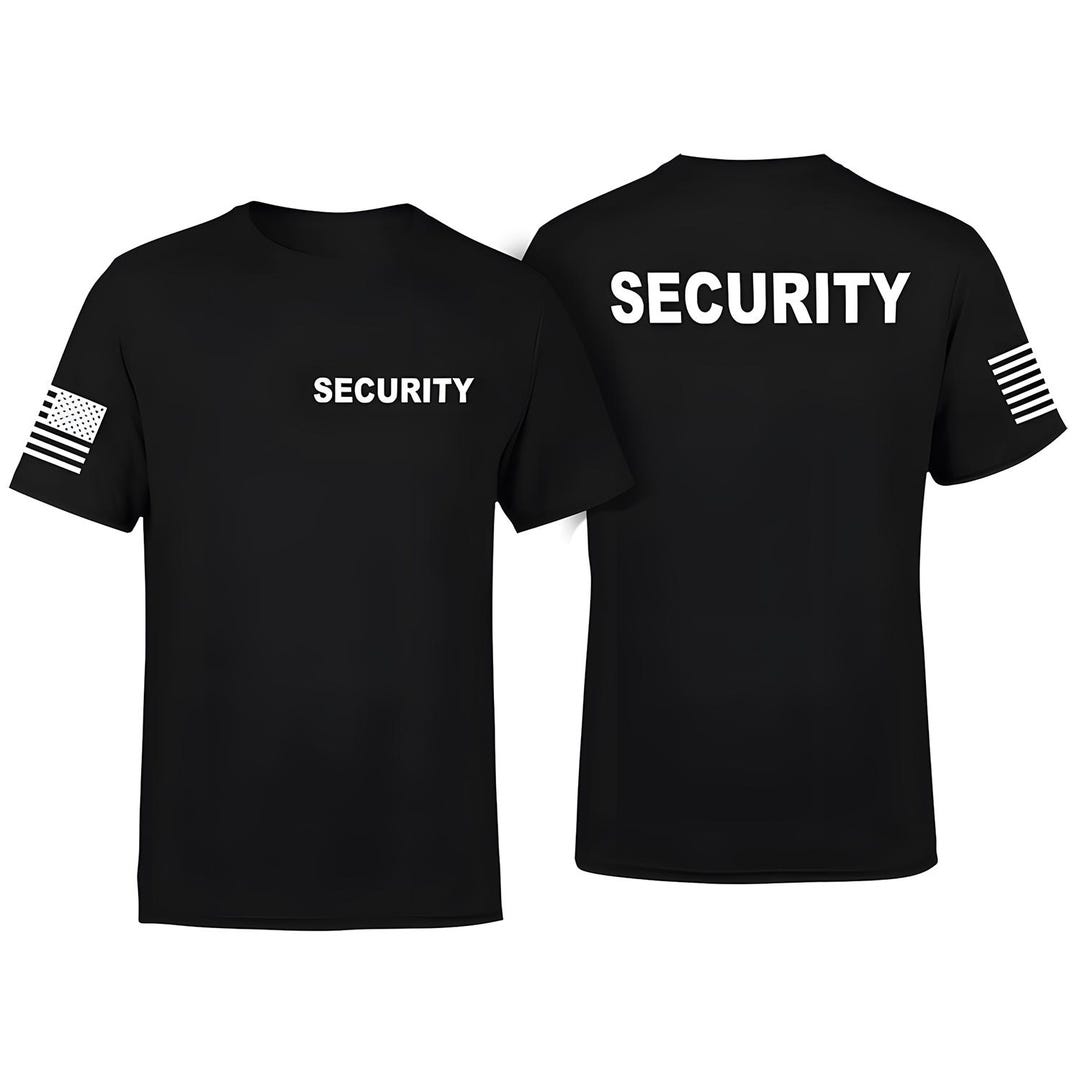 Security T-shirt 2-sided – Cop Guard Men T-shirts Event Staff Shirt Two ...