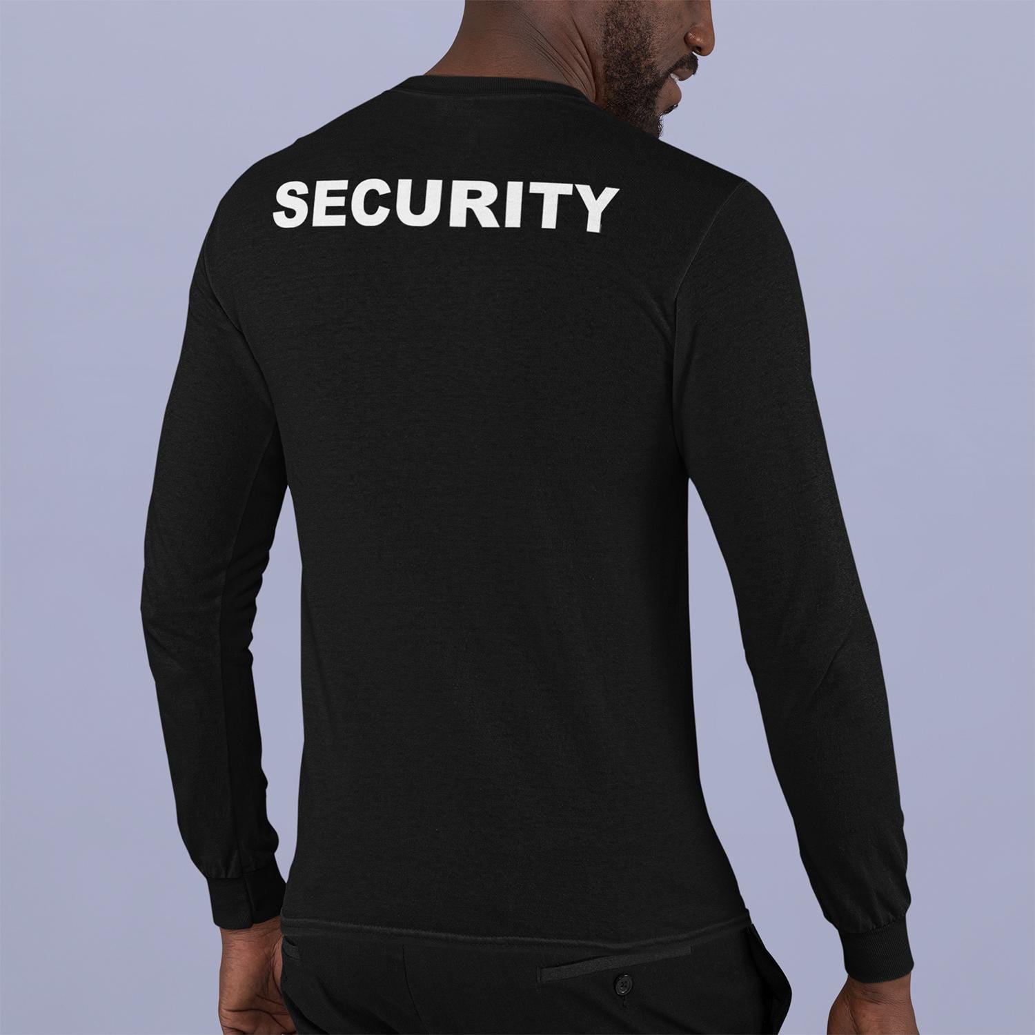 Security Long Sleeve Shirt: 2-sided Unisex Staff Tee,bodyguard T-shirt ...