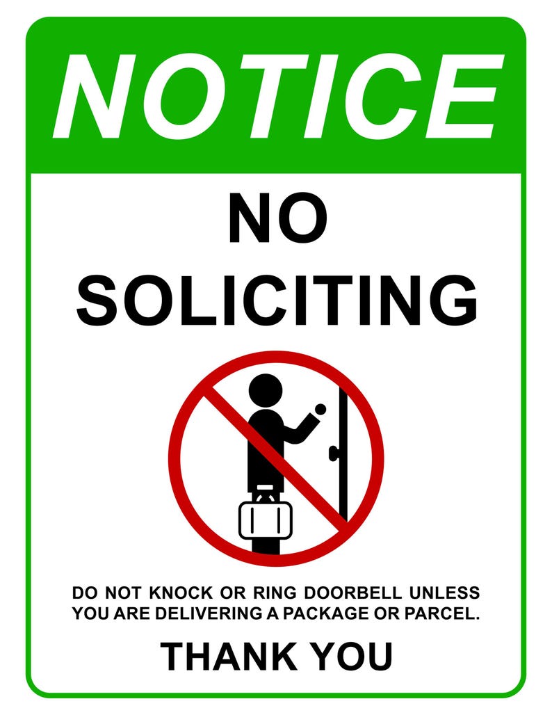 Printable Sign "no Soliciting" | Digital File - Etsy