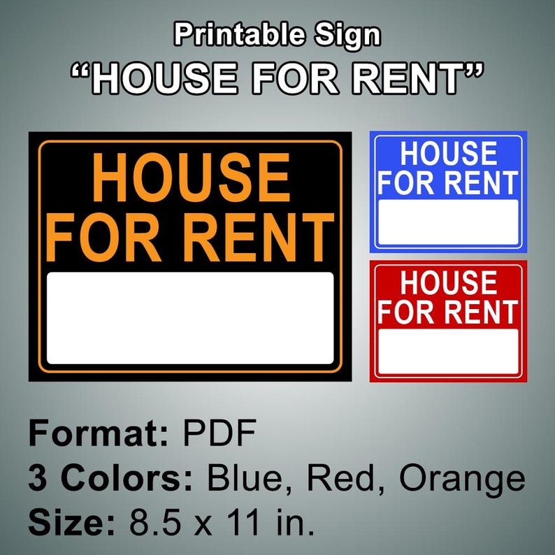 Printable Sign "house FOR Rent" | Digital File - Etsy