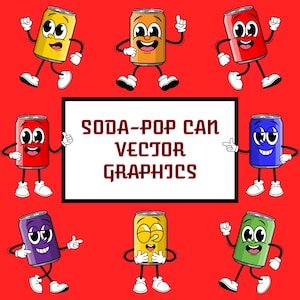 Cartoon Style Soda-pop Cans | Vector Graphics Bundle - Etsy