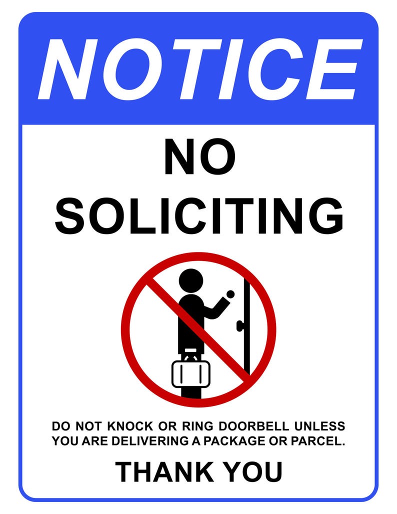 Printable Sign no Soliciting Digital File - Etsy