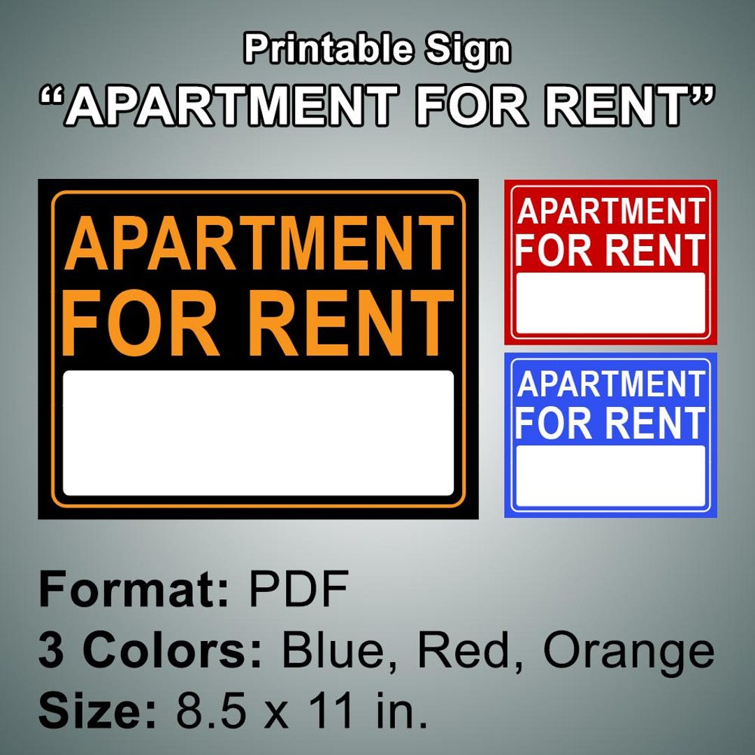 Printable Sign "apartment FOR Rent" | Digital File - Etsy
